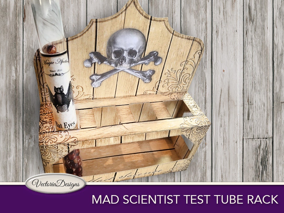 Mad Scientist Test Tube Rack, Scary Halloween Decor, Printable ...
