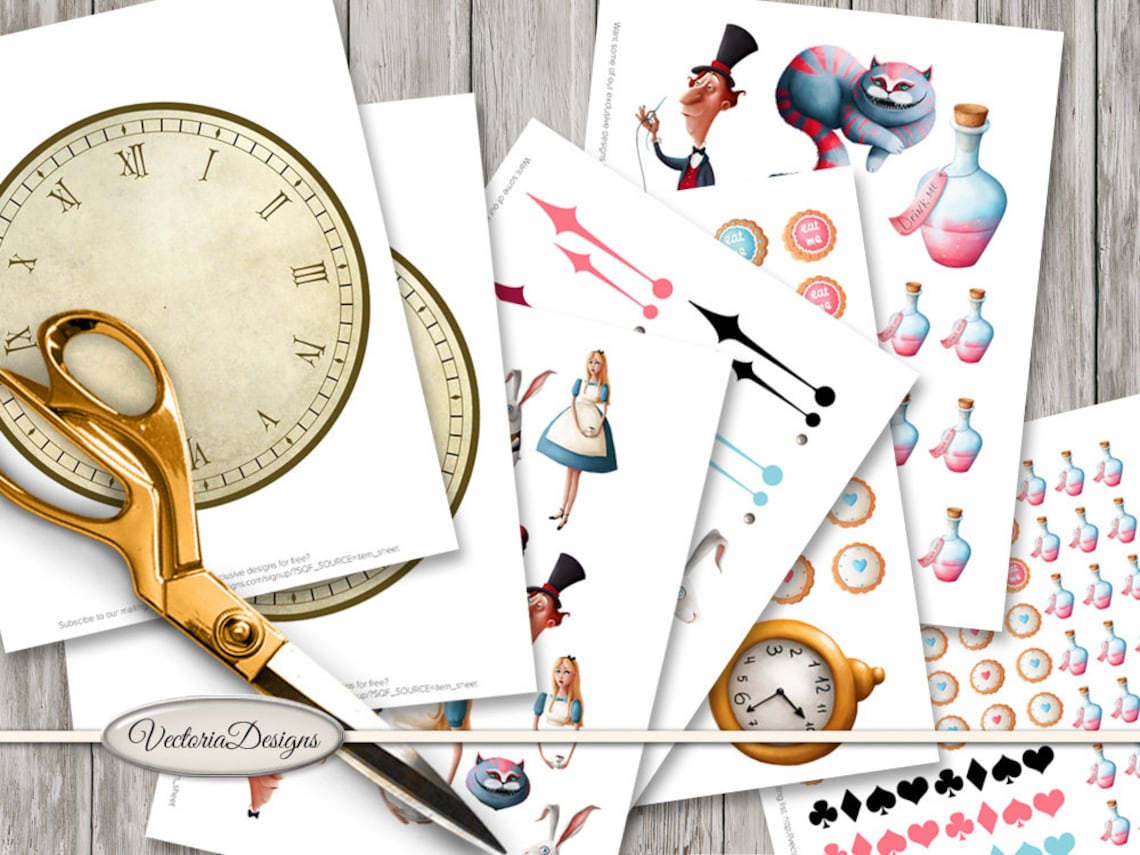 Alice in Wonderland DIY Clocks Printable Party Decor Paper | Etsy Canada