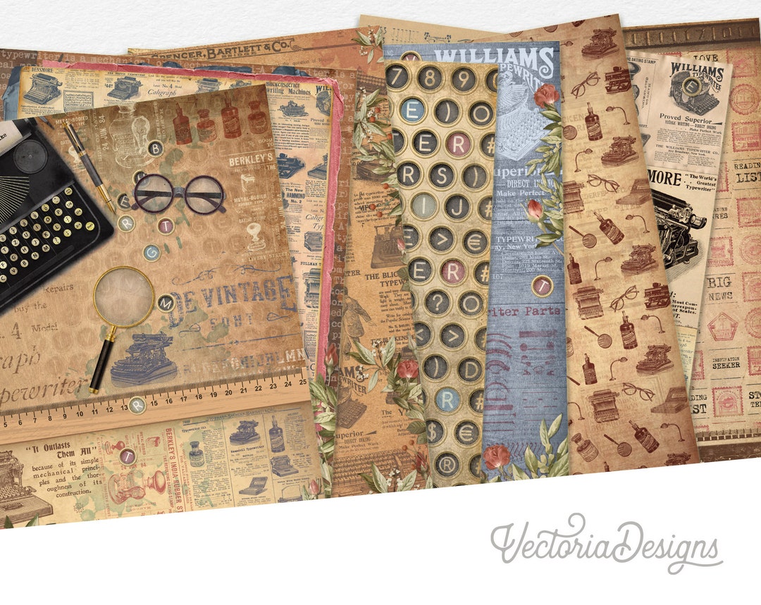 Vintage Typewriters Paper Pack, Old Paper Pack, Retro Paper Pack ...