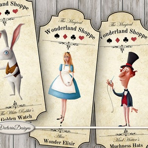 Alice in Wonderland Shoppe Labels Printable Alice in Wonderland Paper ...