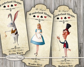 Alice in Wonderland Shoppe Labels Printable Alice in - Etsy