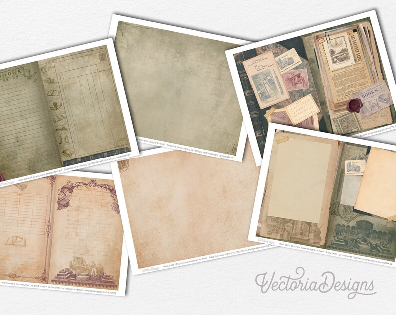 Vintage Library Journal and Desk Organizer Crafting Printables | Etsy