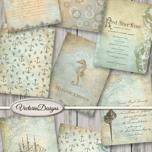 Nautical Paper Pack, Scrapbook Paper, Decorative Paper, Nautical ...