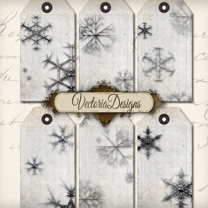Christmas Tags Printable, Snowflake Tags, Christmas Art, Snowflake ...