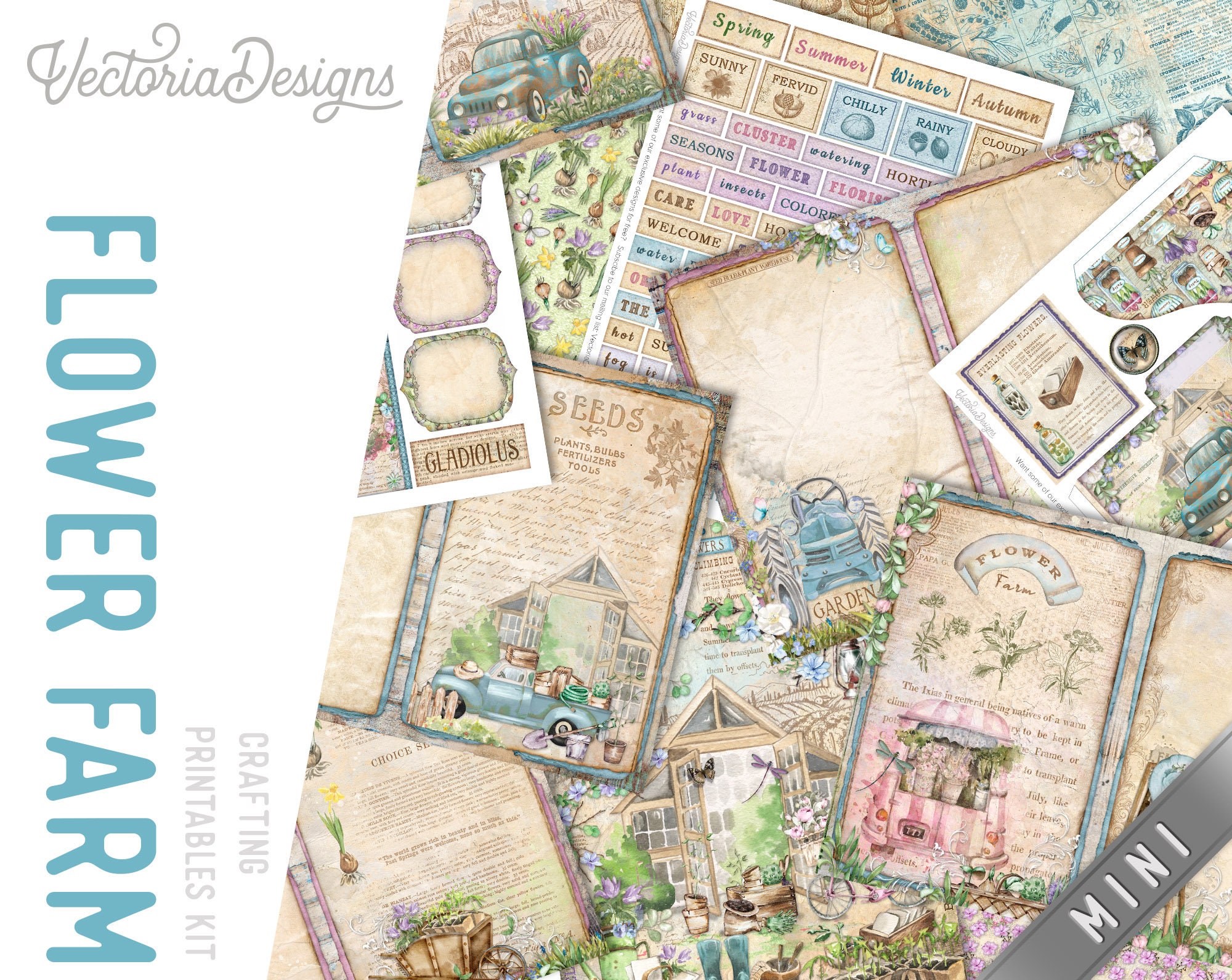Flower Farm MINI Crafting Printables Kit Printable Flower Farm Junk ...