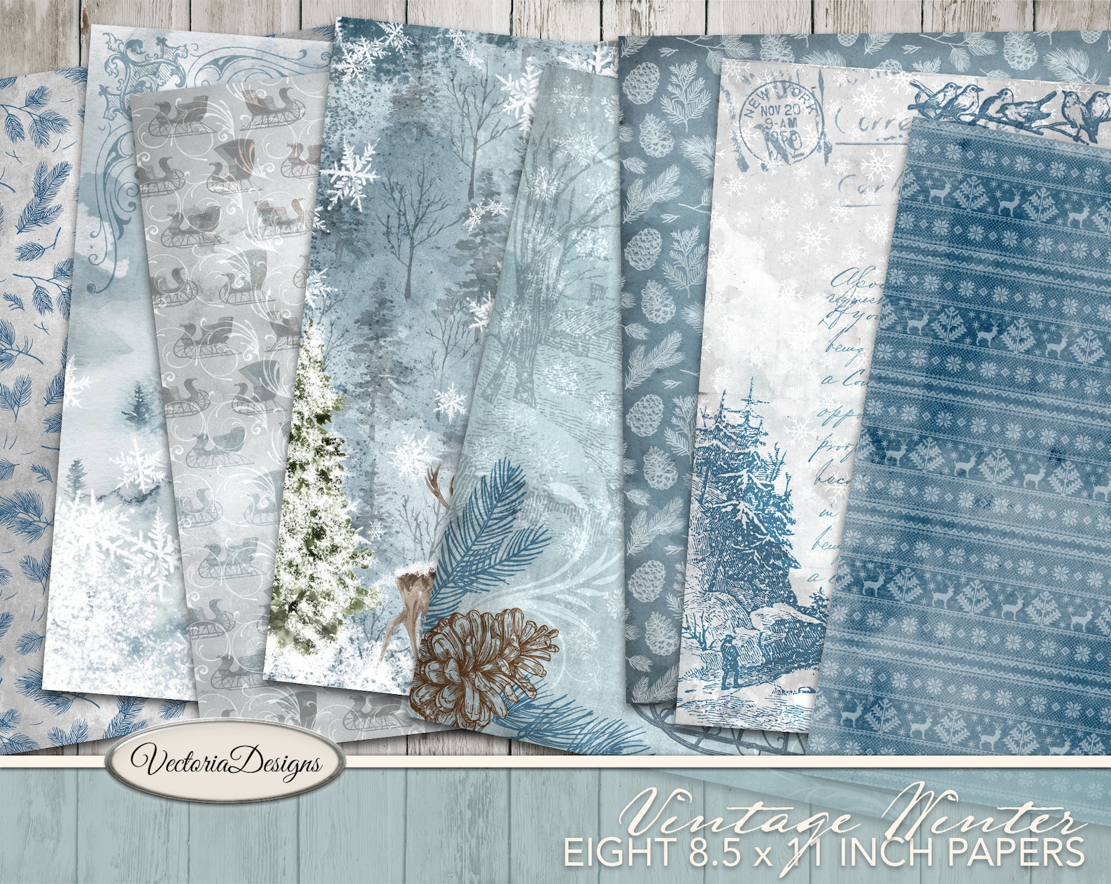Printable Winter Digital Paper Printable Paper Pack - Etsy