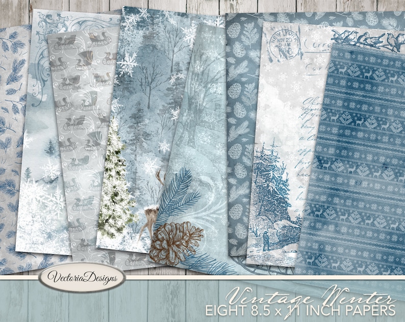 Printable Winter Digital Paper Printable Paper Pack - Etsy