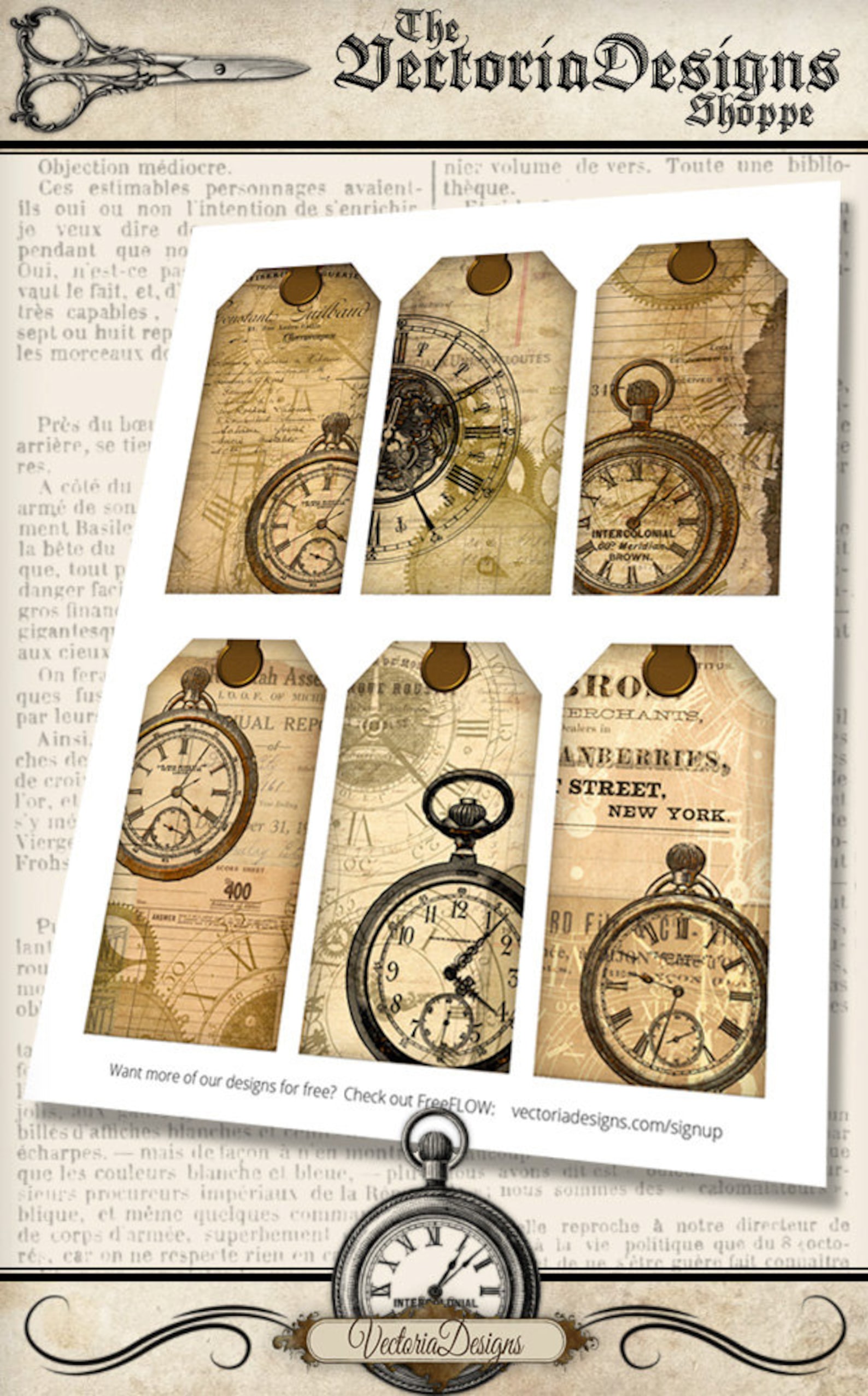 Printable Clock Tags Paper Crafting Scrapbooking Steampunk | Etsy