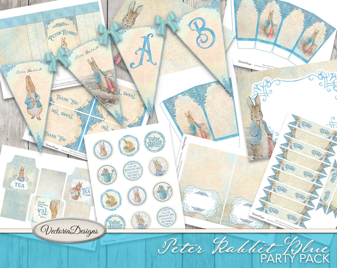 Peter Rabbit Party Pack Blue Printable Party Decor Beatrix Potter Diy ...