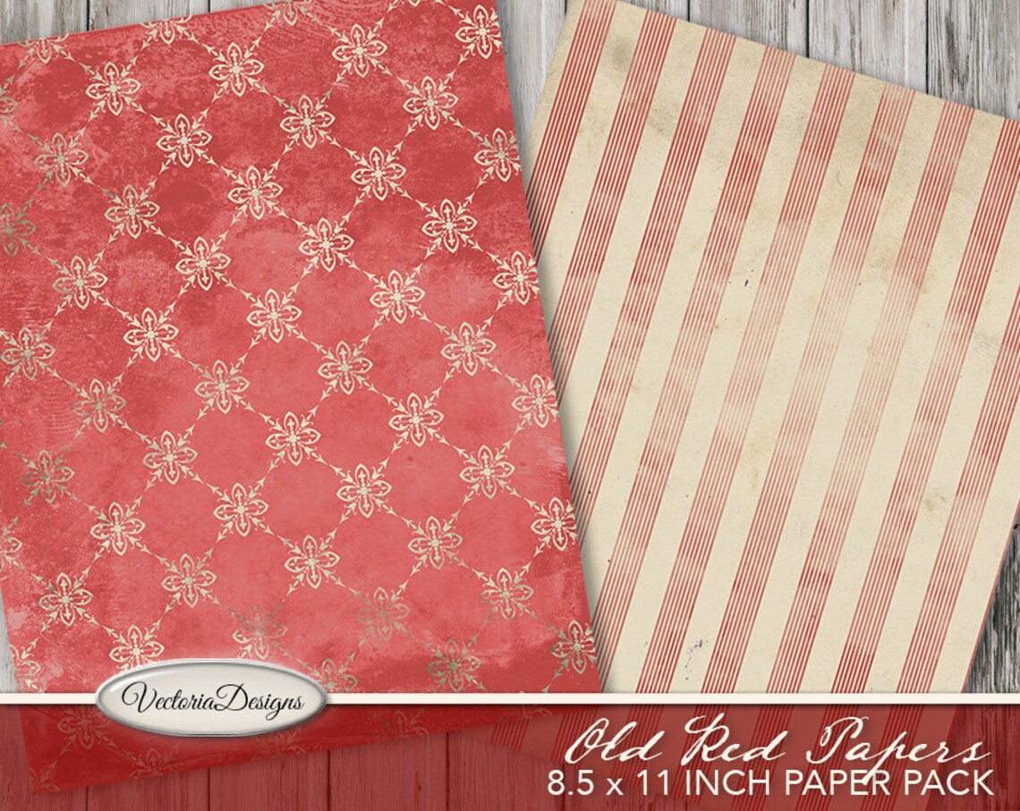 Old Red Paper Pack Printable Paper Junk Journal 8.5 X 11 Inch | Etsy