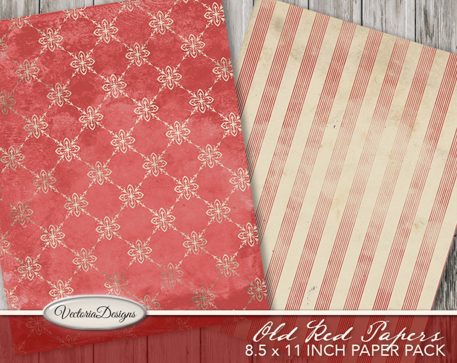 Old Red Paper Pack Printable Paper Junk Journal 8.5 X 11 Inch - Etsy