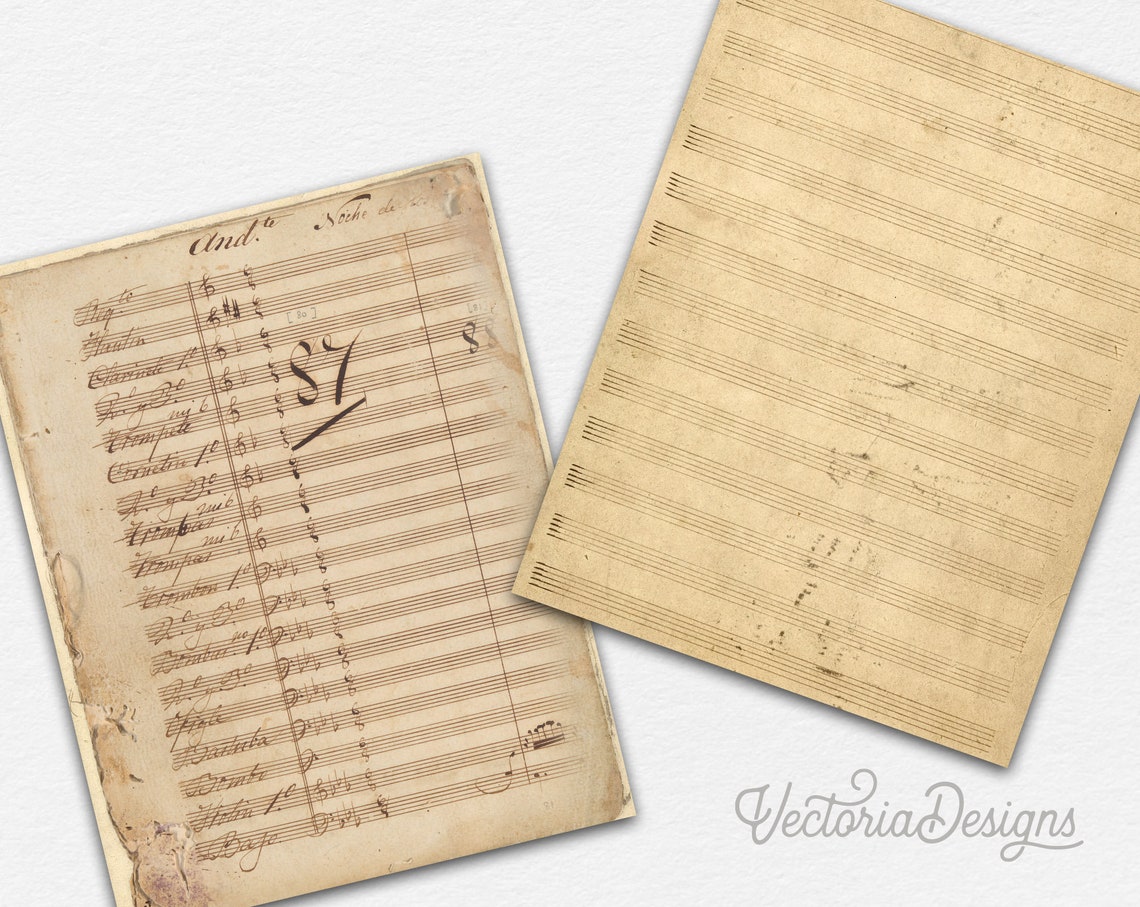 Digital Paper, Shabby Sheet Music Papers, Scrapbook Paper, Digital ...