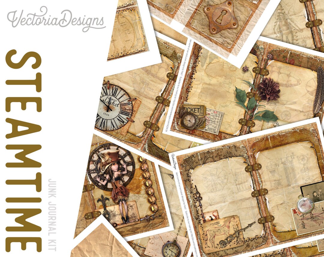 Steampunk Journal Kit, Junk Journal Kit, Printable Journal Kit, Digital ...