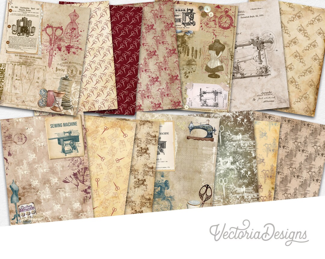 Mad About Sewing Paper Pack, Sewing Themed Papers, Printable Journal ...