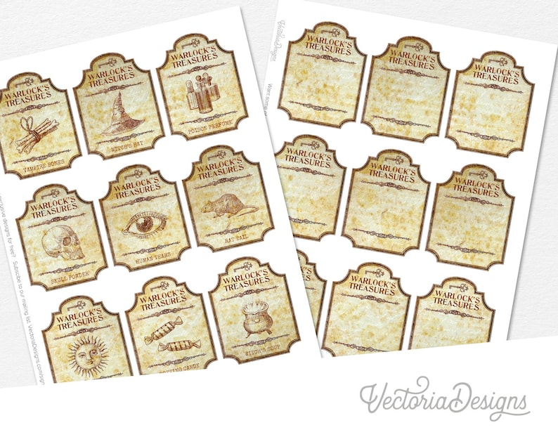 Warlock Treasures Apothecary Labels Printable Labels - Etsy