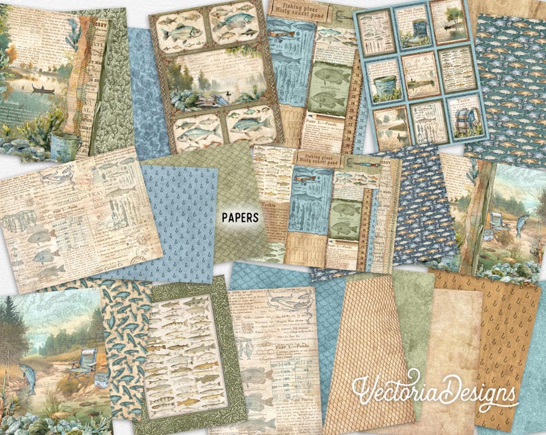 Fishing Junk Journal Kit DELUXE, Fishing Journal Crafting Printables ...