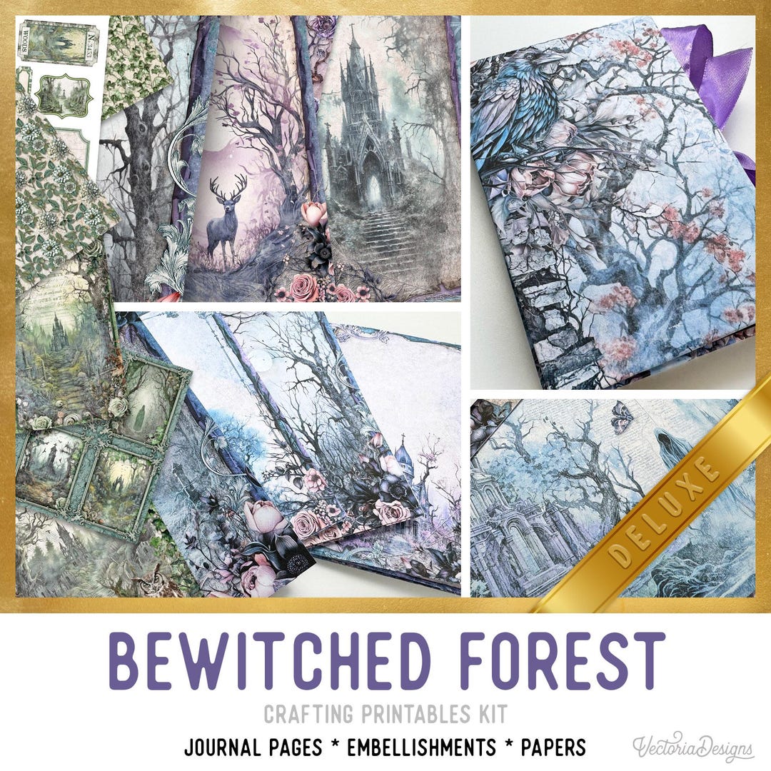 Bewitched Forest Junk Journal Kit DELUXE, Halloween Crafting Printables Kit Halloween ...