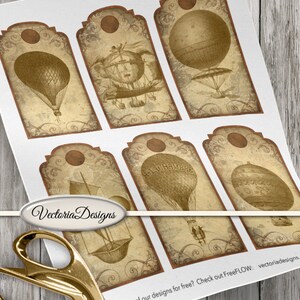 Printable Air Balloon Digital Tags for Diy Paper Crafting and ...