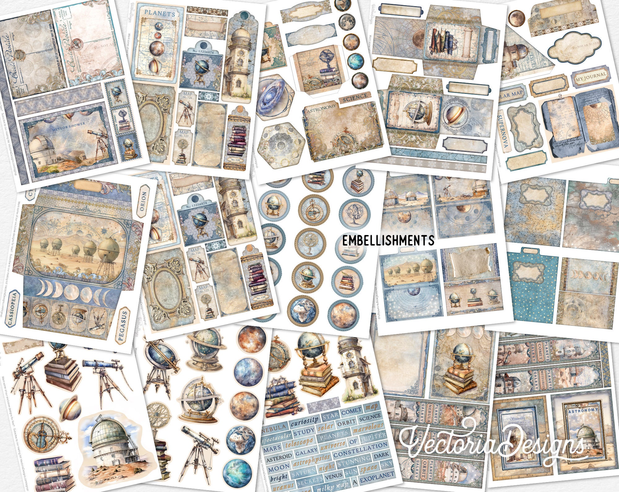 Astronomy Junk Journal Kit, Astronomy Crafting Printables Kit Science ...