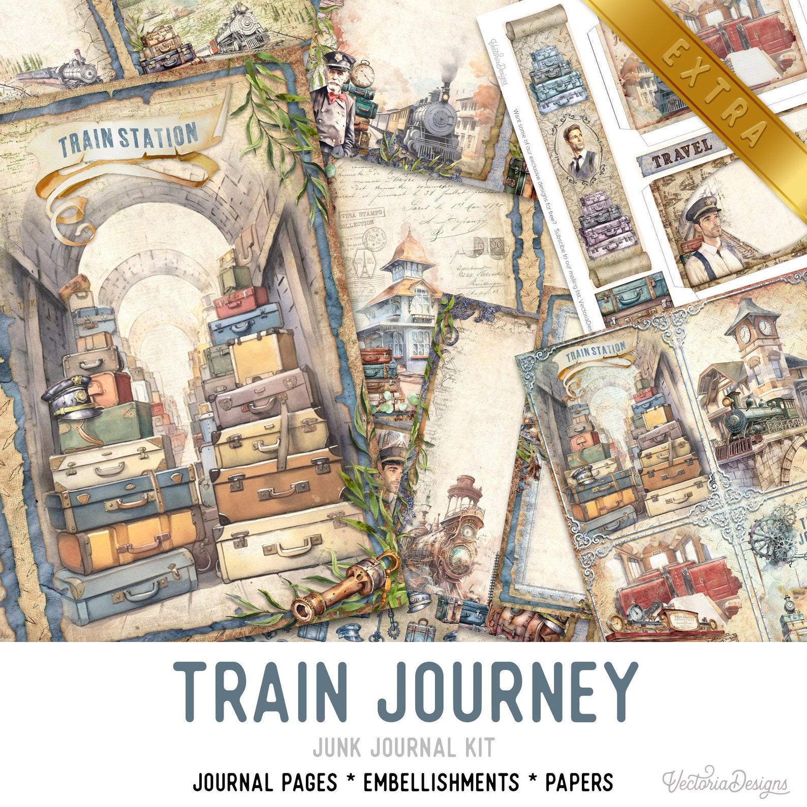 Travel Junk Journal Kit (DELUXE) - Printable Craft Kit With Journal ...
