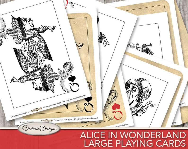 Large Alice in Wonderland Playing Cards Alice in Wonderland | Etsy