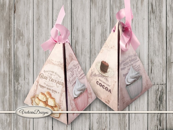 Vintage Patisserie Pyramid Box Printable Diy Paper Crafting | Etsy