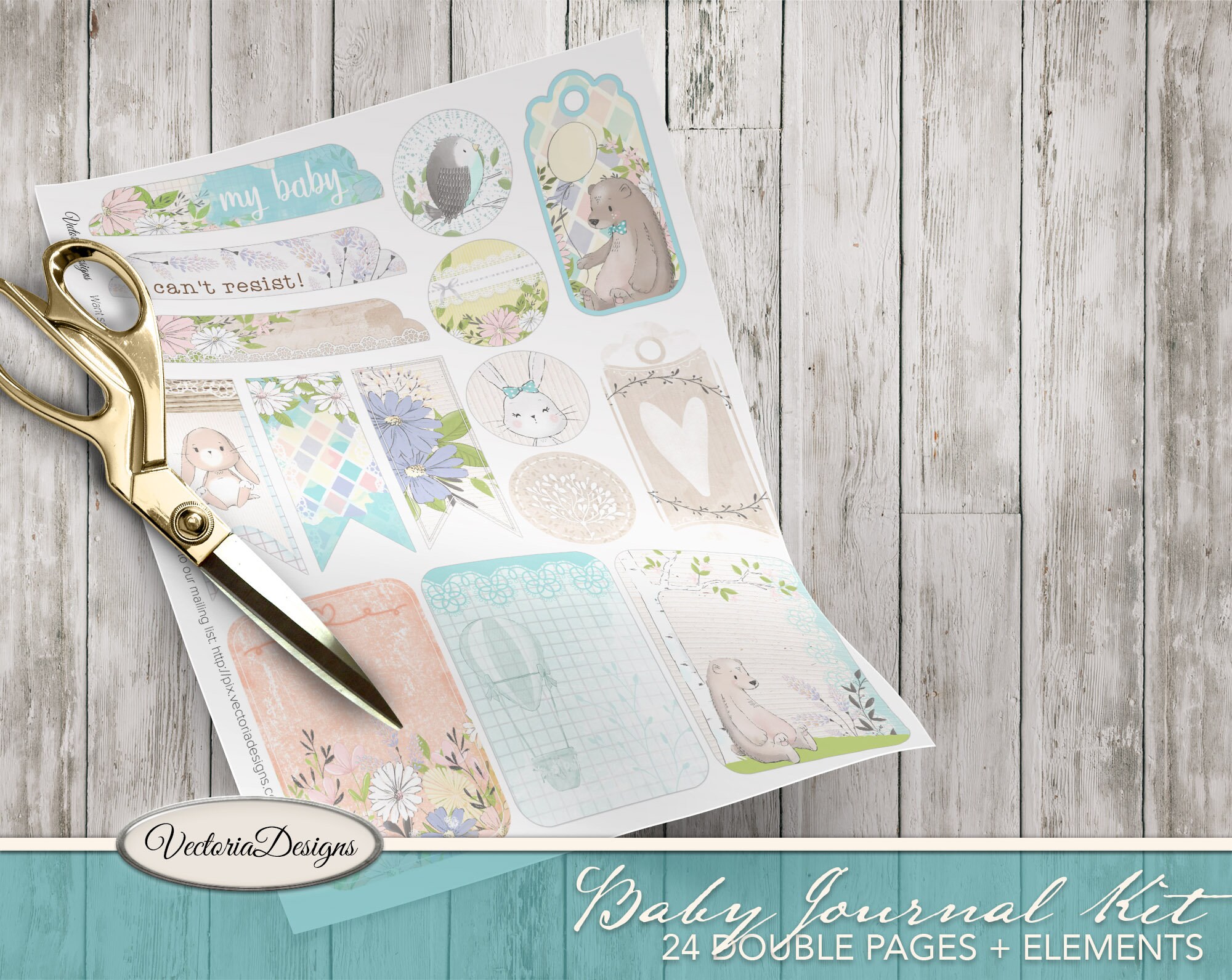 Baby Journal Kit, Pastel Digital Paper Pack, Scrapbooking, Baby Digital ...