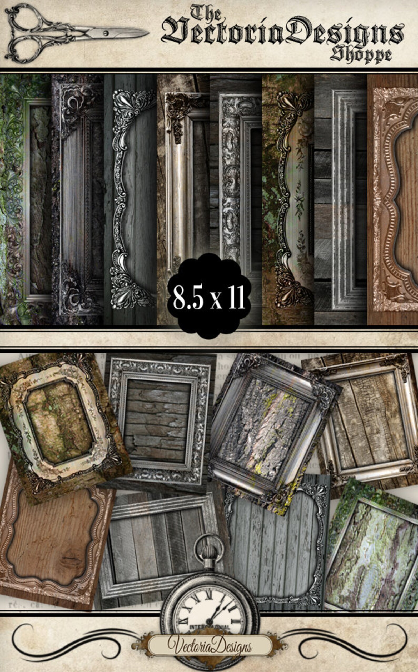 Wood and Frames Papers Printable Papers 8.5x11 Frame - Etsy