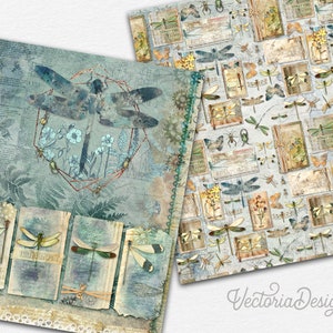 Delicate Dragonflies Paper Pack, Printable Paper Pack, Digital Paper ...