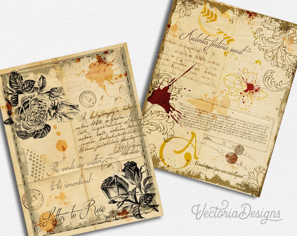 Vintage Writing Paper Pack, Junk Journal Kit, Printable Paper Pack ...