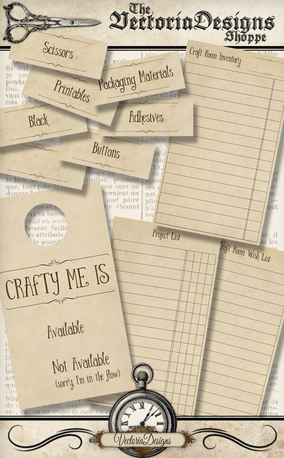 Craft Room Kit Printable Labels Organization Set Digital Download ...