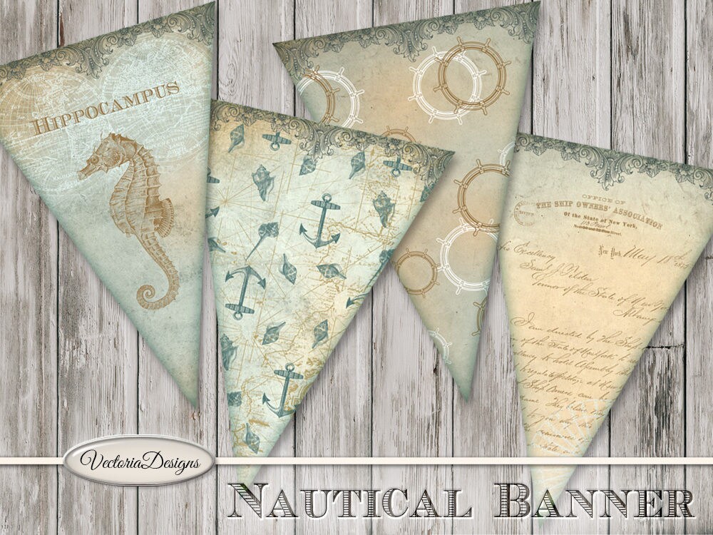 Printable Nautical Banner Bunting Printable Party Banner Ship - Etsy
