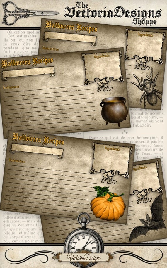Halloween Recipe Cards Witch Recipe Halloween Printable | Etsy UK