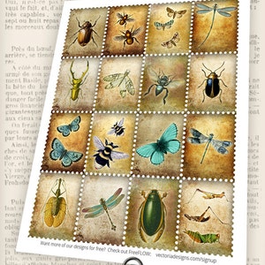 Bugs Postage Stamps Printable Letters Hobby Crafting Scrapbooking ...
