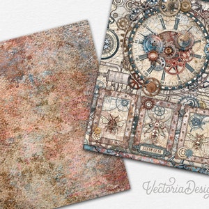 Rusty Steampunk Cogs Paper Pack, Steampunk Paper Pack, Digital Paper ...