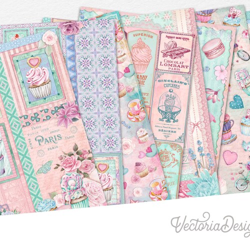 Vintage Cupcakes Paper Pack Shabby Chic Cupcakes Printable - Etsy