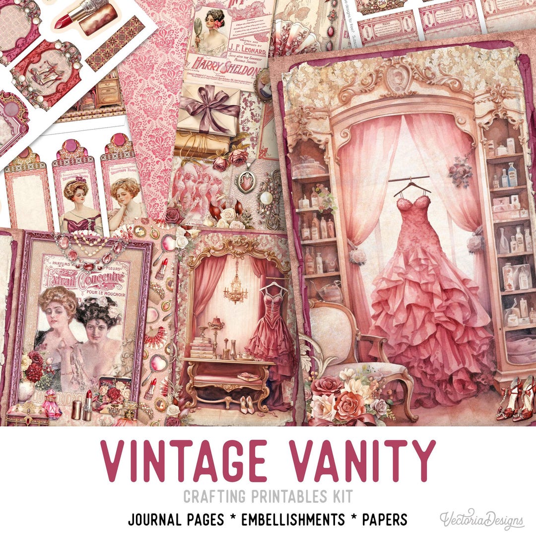 Vintage Vanity Junk Journal Kit, Vanity Crafting Printables Dressing ...