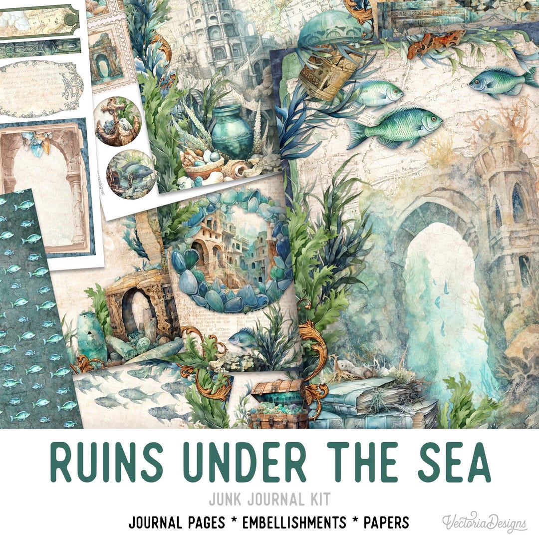 Ruins Under the Sea Junk Journal Kit, Ruins Printable Junk Journal Kit ...