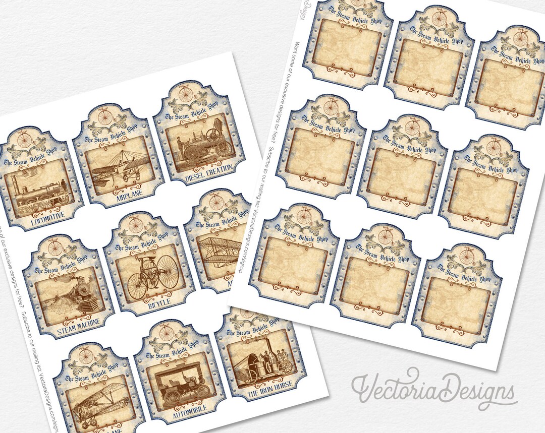 Steampunk Apothecary Labels Printable Steam Engines Apothecary Labels ...