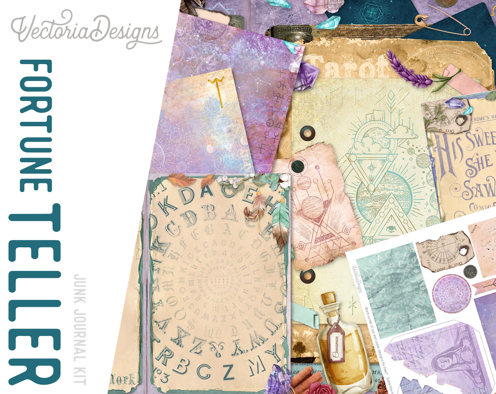 Fortune Teller Printable Journal, Craft Kit, Junk Journal Pages ...