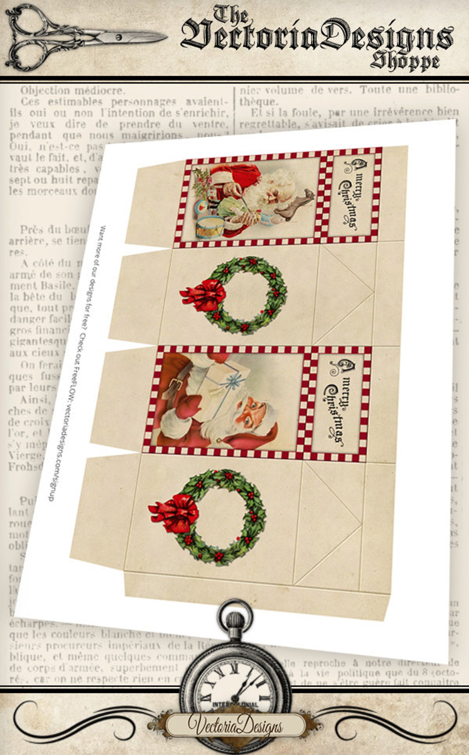Printable Christmas Box, Christmas Milk Box, Christmas Wreath ...