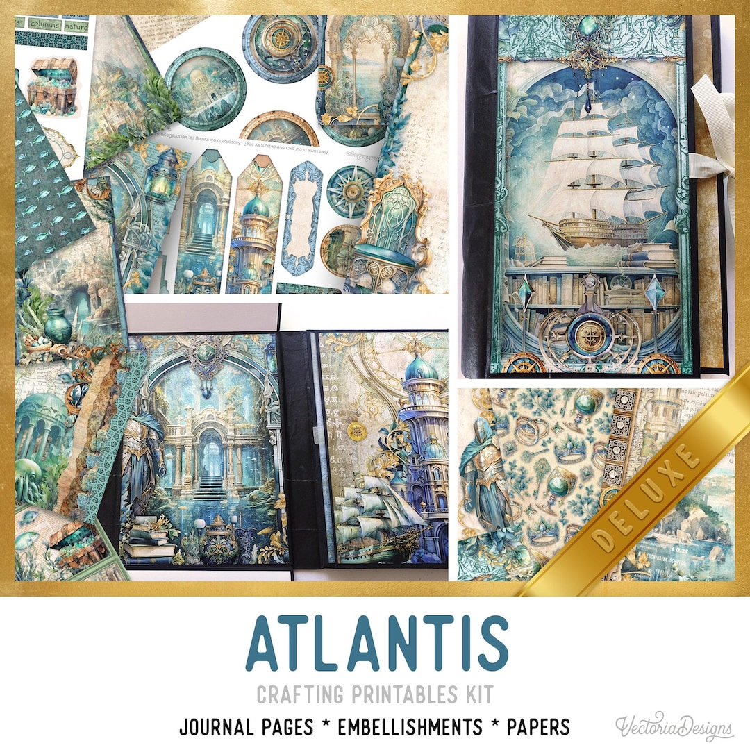 Atlantis Junk Journal Kit DELUXE, Atlantis Crafting Printables Kit ...
