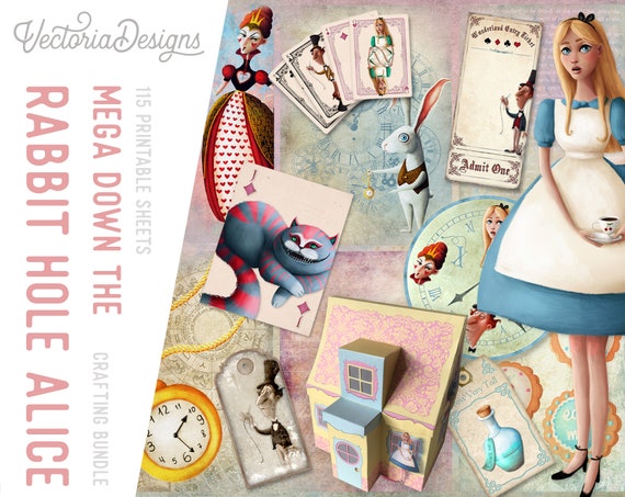 Down the Rabbit Hole Alice in Wonderland Mega Crafting Bundle - Etsy