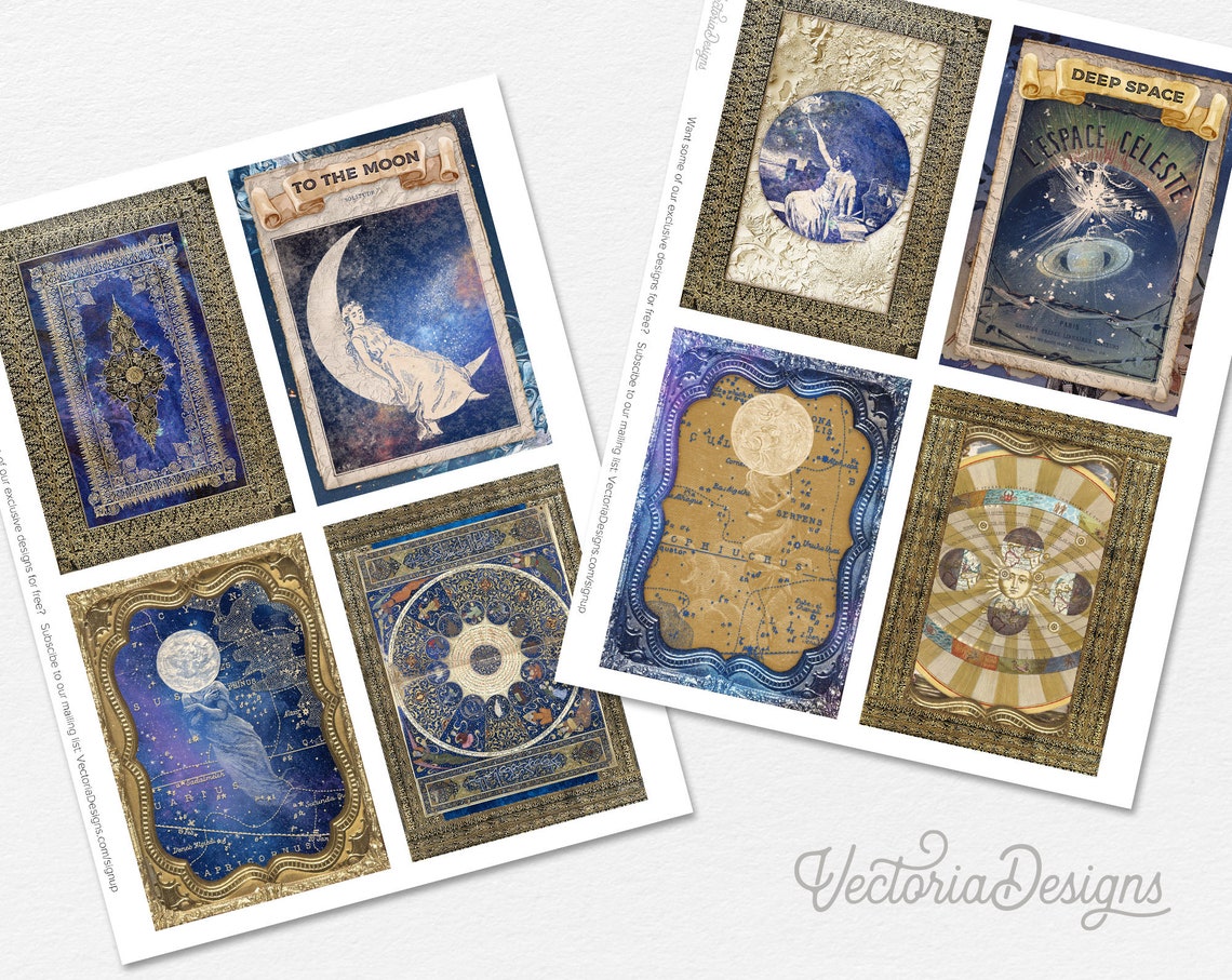 Celestial Cards, Printable Cards, Astrology Cards, Junk Journal ...