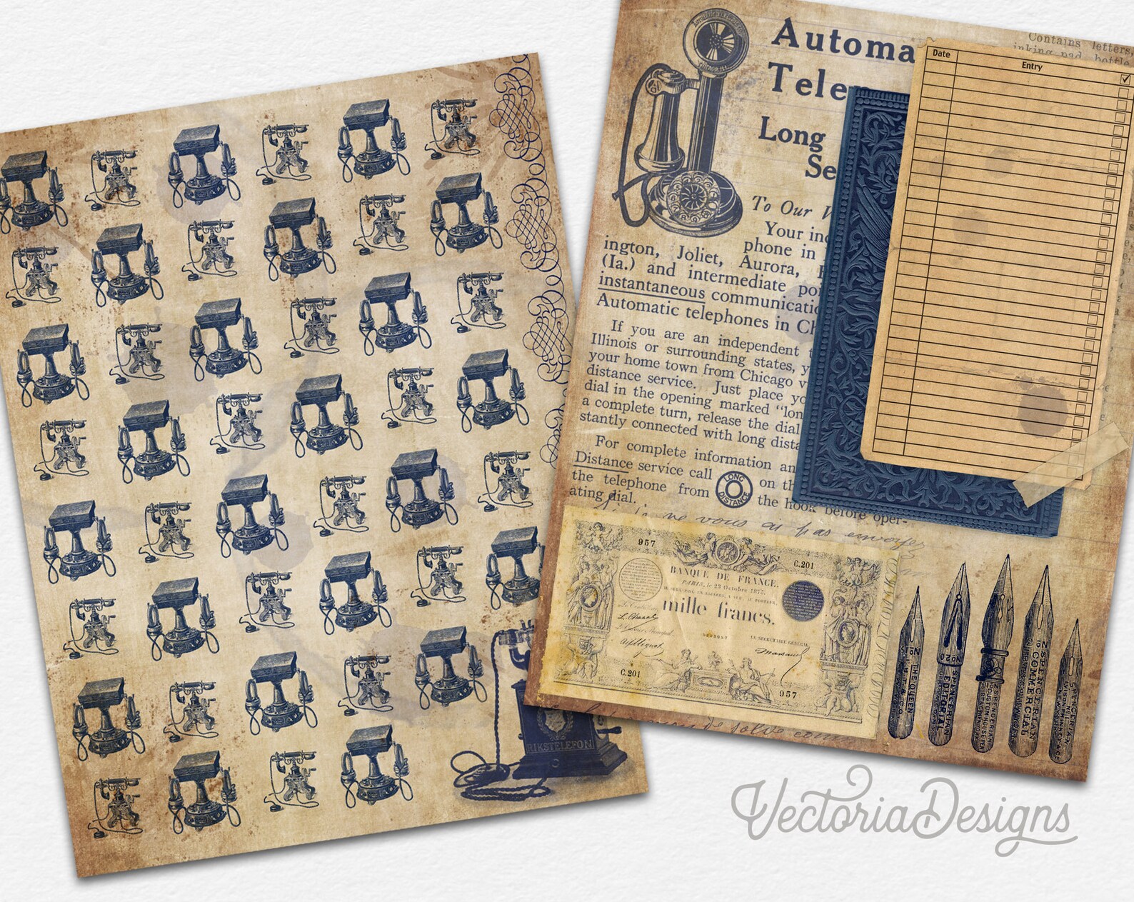 Vintage Office Paper Pack, Printable Paper Pack, Office Stationery ...