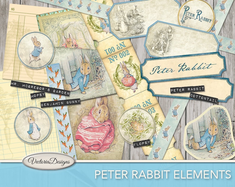 Peter Rabbit Digital Paper, Junk Journal Printable, Beatrix Potter ...