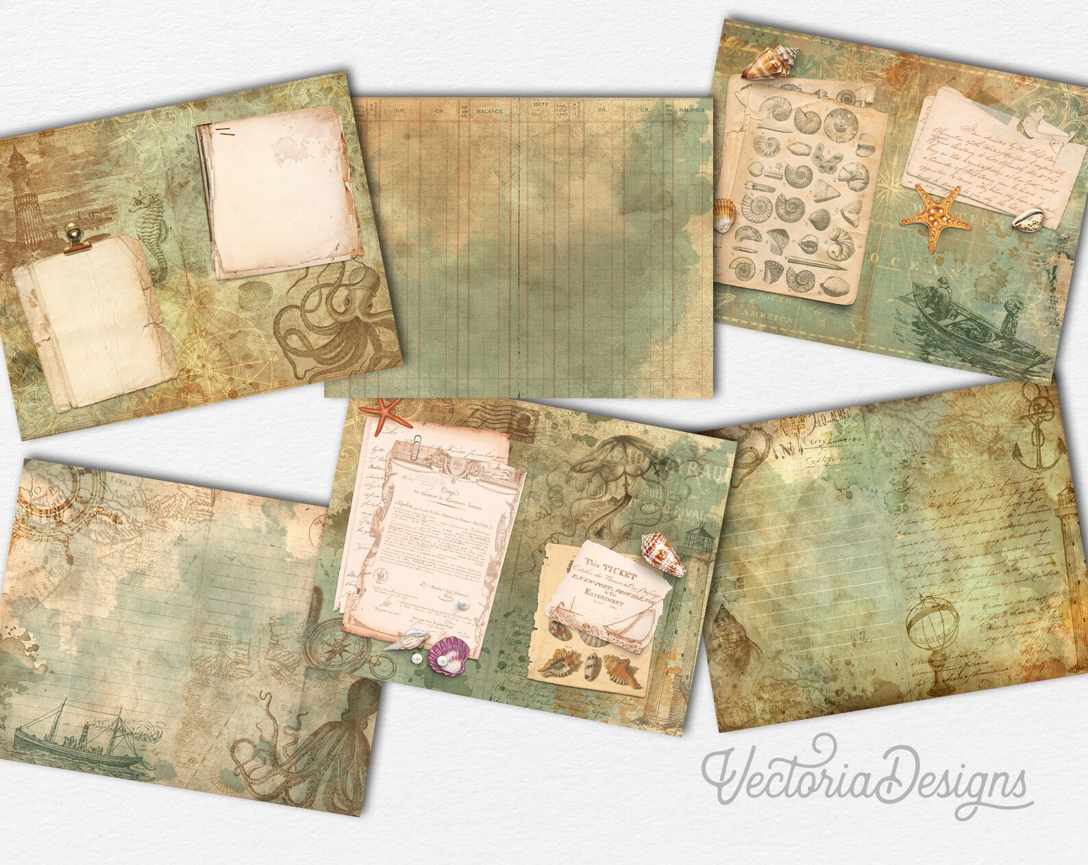 Nautical Junk Journal Kit, Printable Nautical Journal Kit, Nautical ...