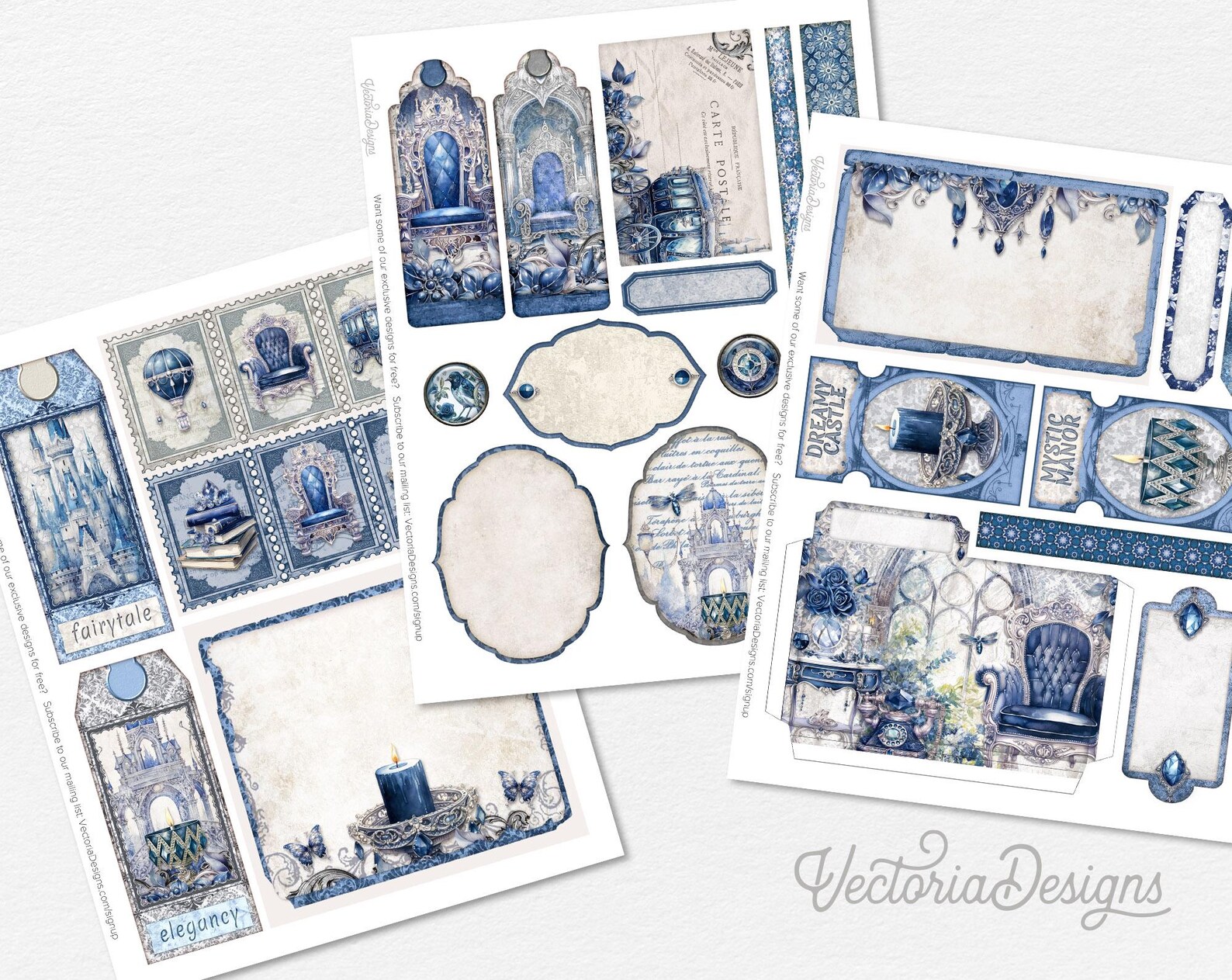 Navy Blue & Silver Junk Journal Kit ADD-ON, Printable Junk Journal ...