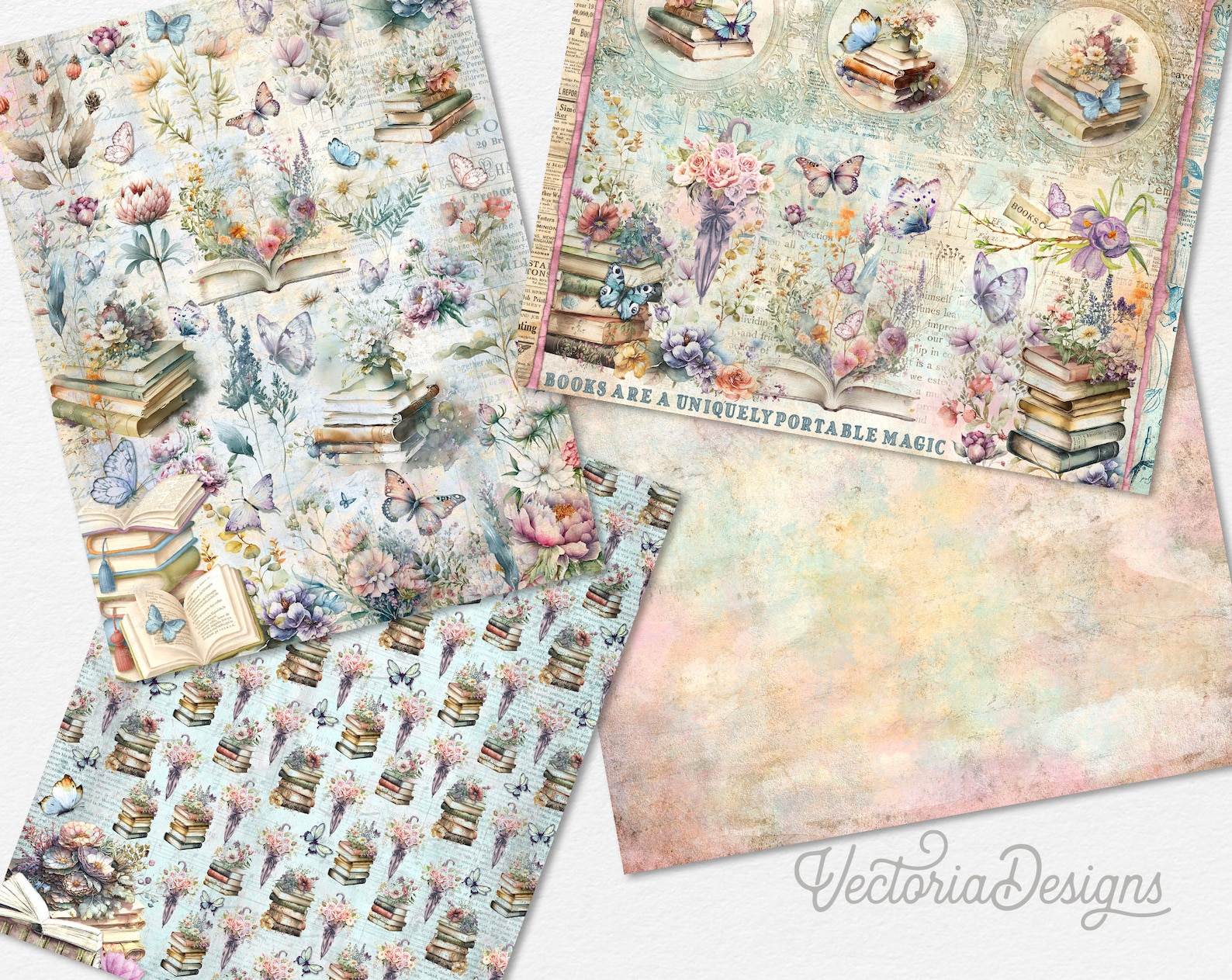 Books & Flowers Junk Journal Kit ADD-ON, Printable Craft Kit With ...