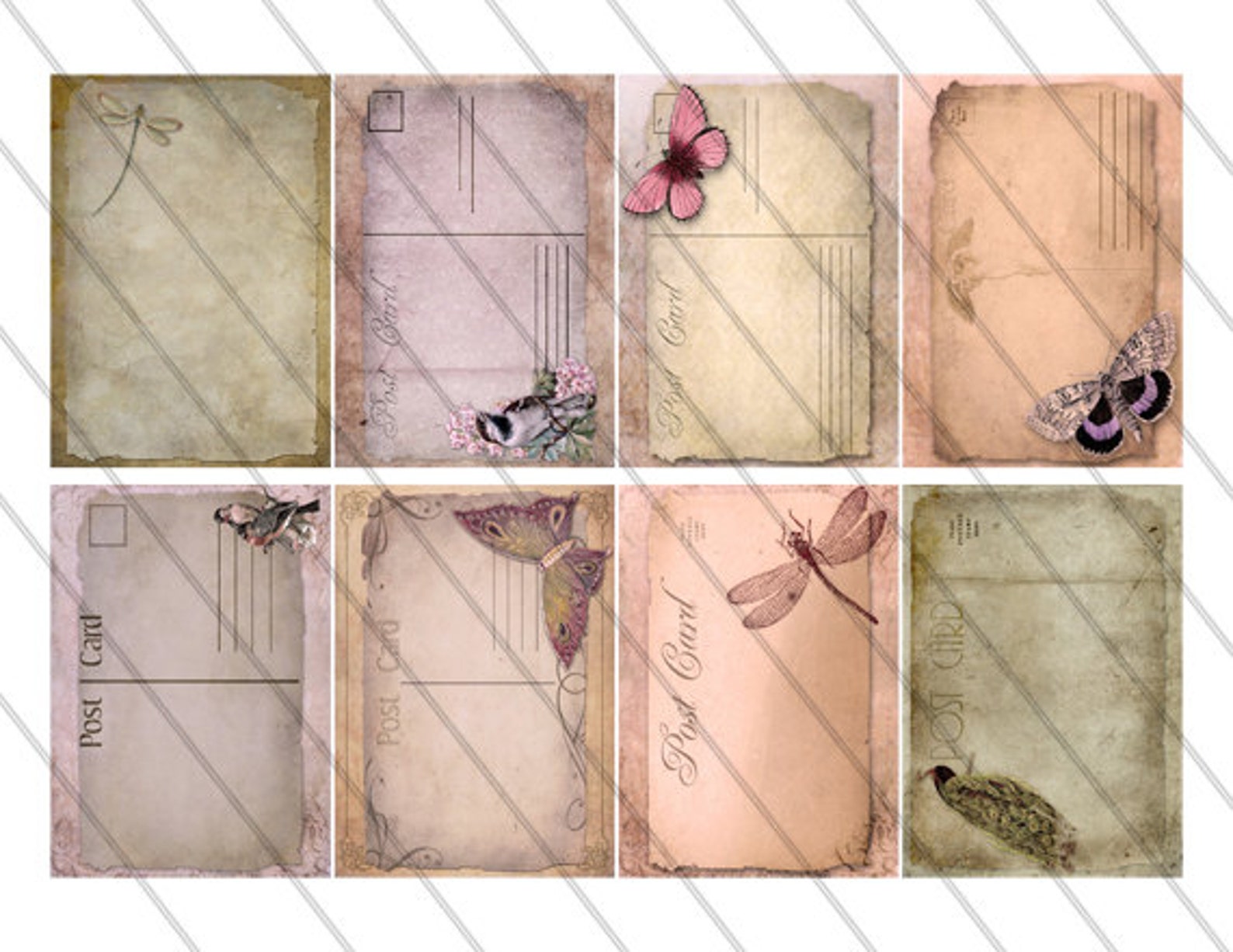 Postcard Papers ATC Vintage Images Digital Background Instant | Etsy